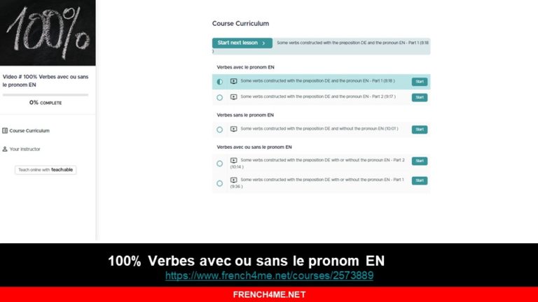 French video course: 100% Verbes avec ou sans le pronom EN – French4me.news