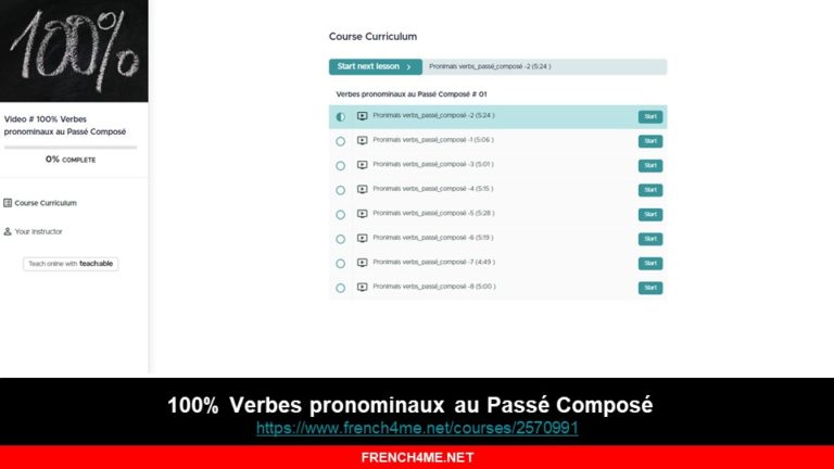 French video course: 100% Verbes pronominaux au Passé Composé ...