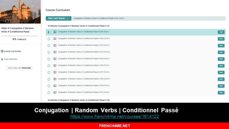 French video course: Conjugation | Random Verbs | Conditionnel Passé ...