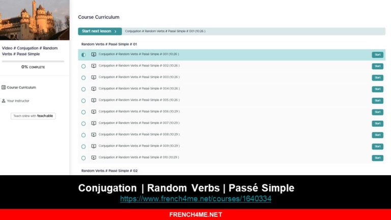 French video course: Conjugation | Random Verbs | Passé Simple ...
