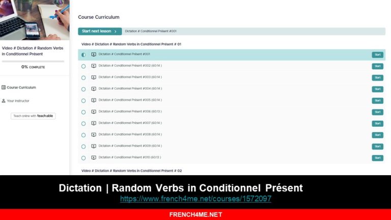 French video course: Dictation | Random Verbs in Conditionnel Présent ...