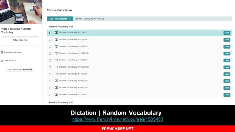 French video course: Dictation | Random Vocabulary – French4me.news