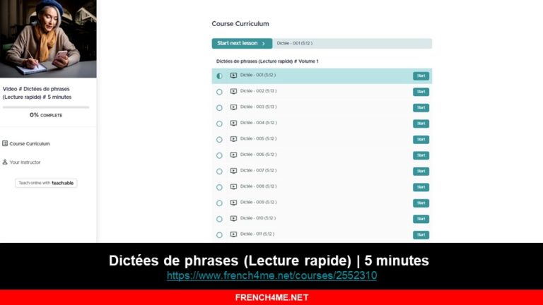 French video course: Dictées de phrases (Lecture rapide) | 5 minutes ...