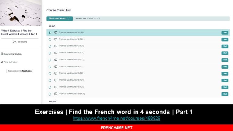 French video course: Exercises | Find the French word in 4 seconds ...
