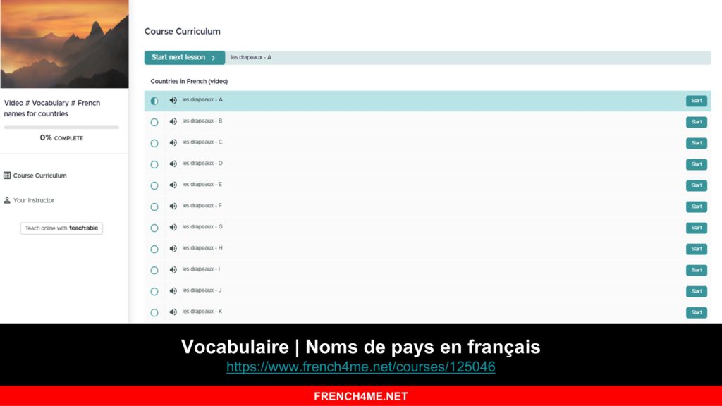 Le cours de français du jour I Vocabulaire | Noms de pays en français ...
