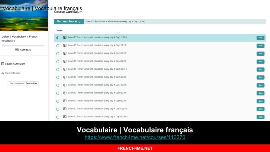 Le cours de français du jour I Vocabulaire | Vocabulaire français ...